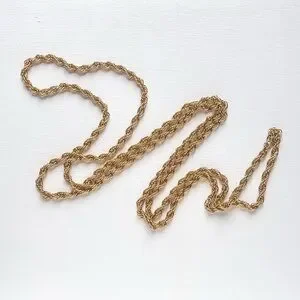 Vintage | Jewelry | Vintage Gold Tone Rope Chain Necklace 48 Long ...